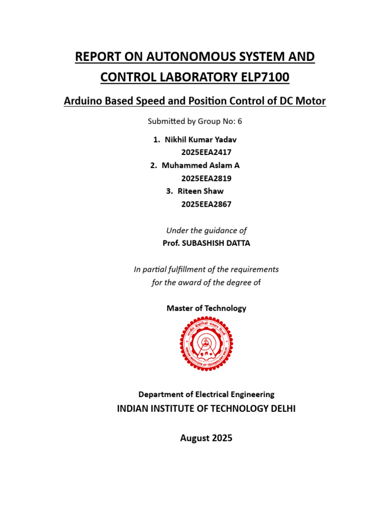 Arduino Based Speed and Position Control of DC Motor | PDF | Power ...