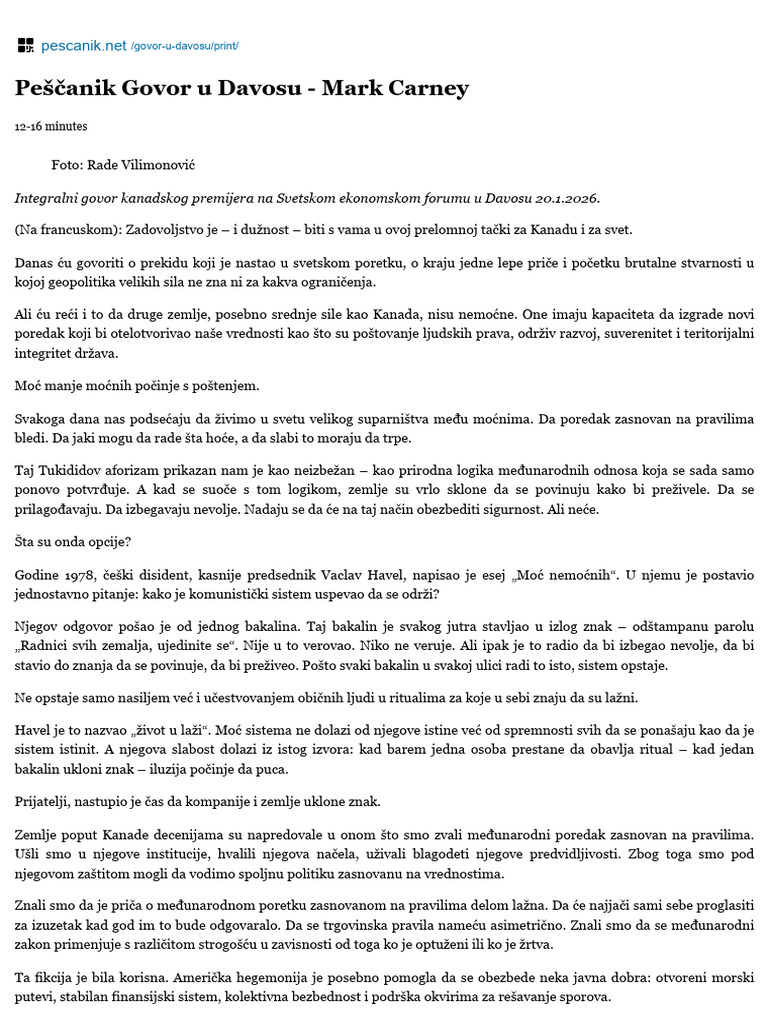 Peščanik Govor U Davosu - Mark Carney - Reader View | PDF