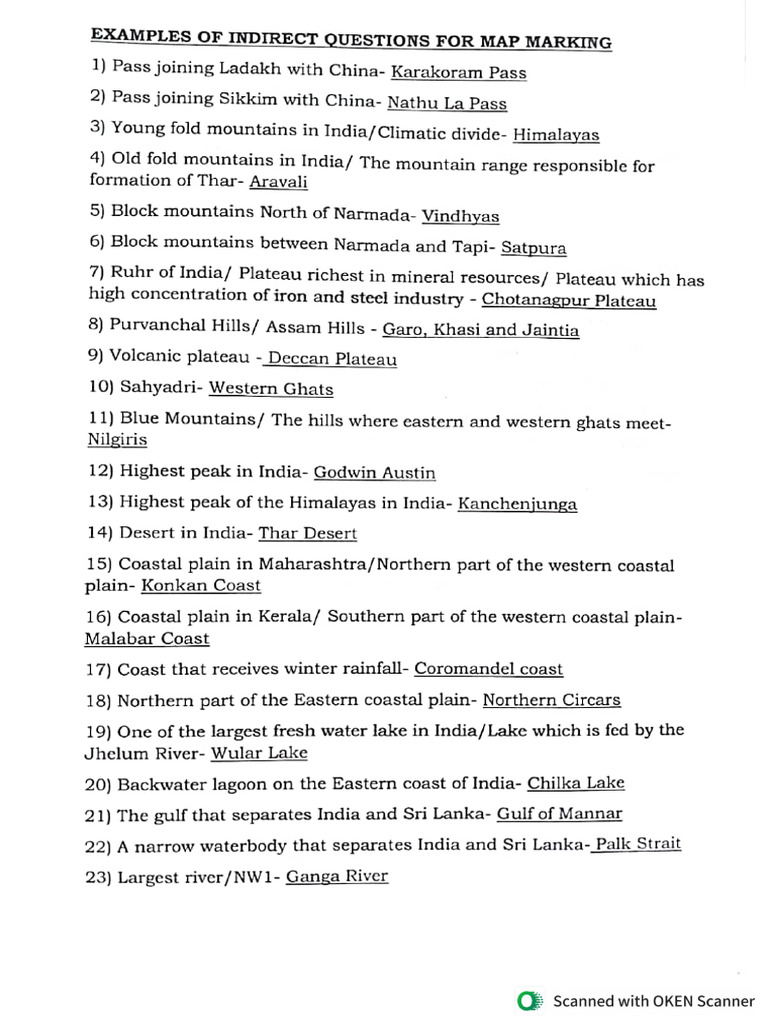 Indirect Map Questions | PDF