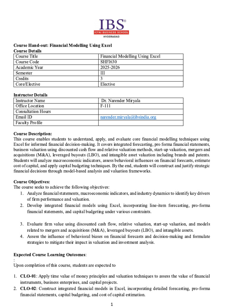 Course Handout FME | PDF