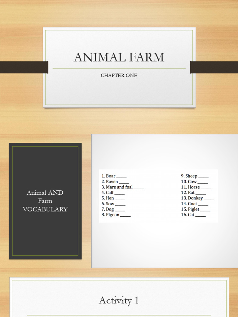 Animal Farm - Chapter 1 | PDF