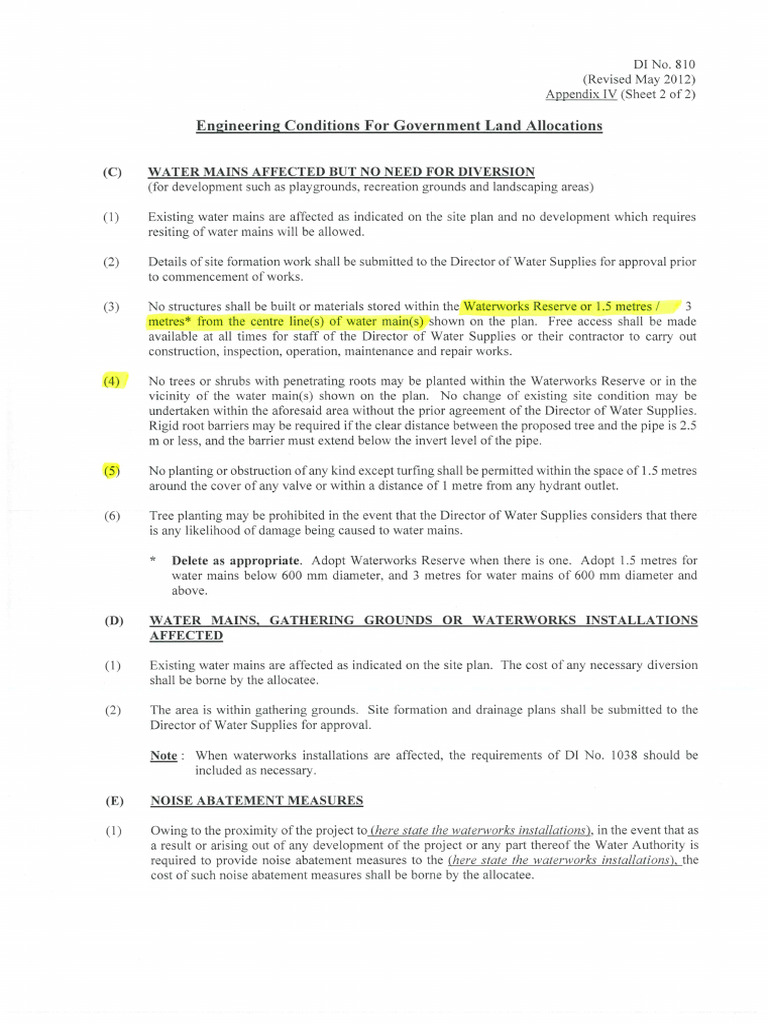 Engineering Conditions for Government Land Allocations | PDF