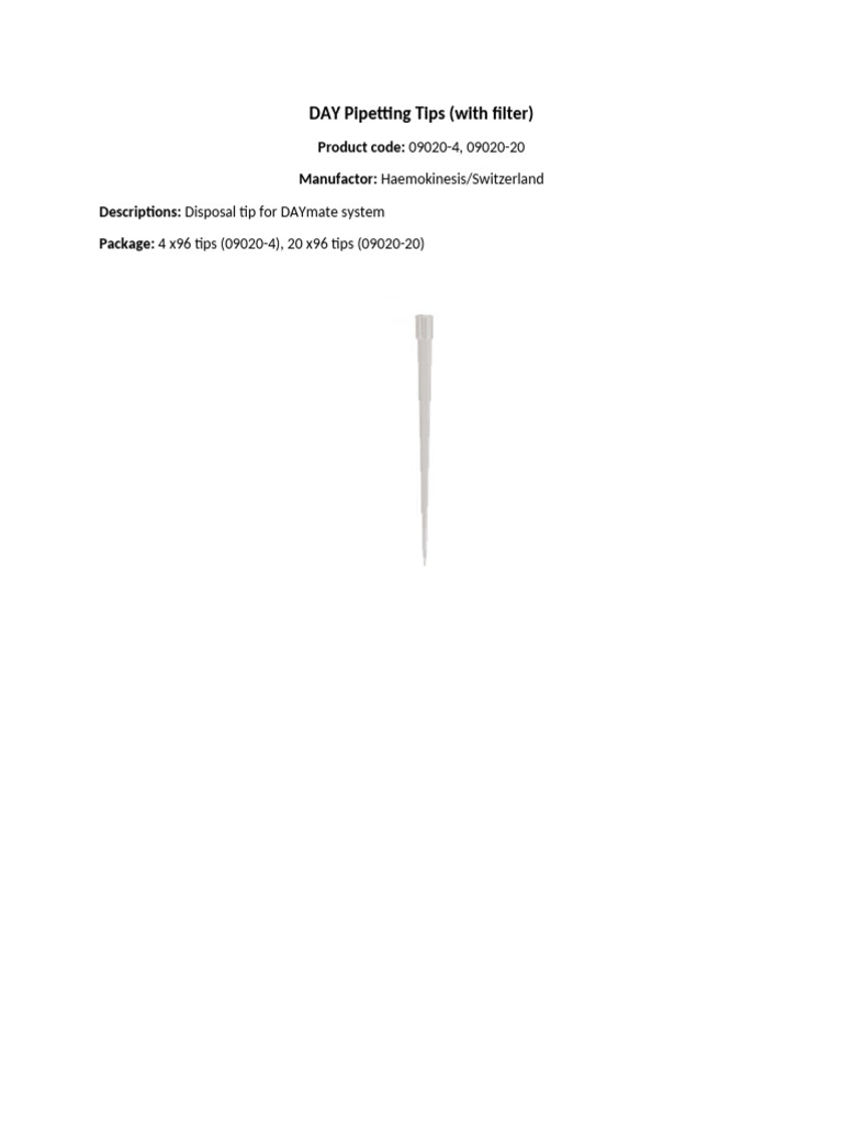 09020-4-20 DAY Pipetting Tips en | PDF