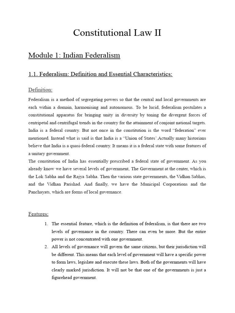 Constitutional Law - Module 1 | PDF | Government | Justice