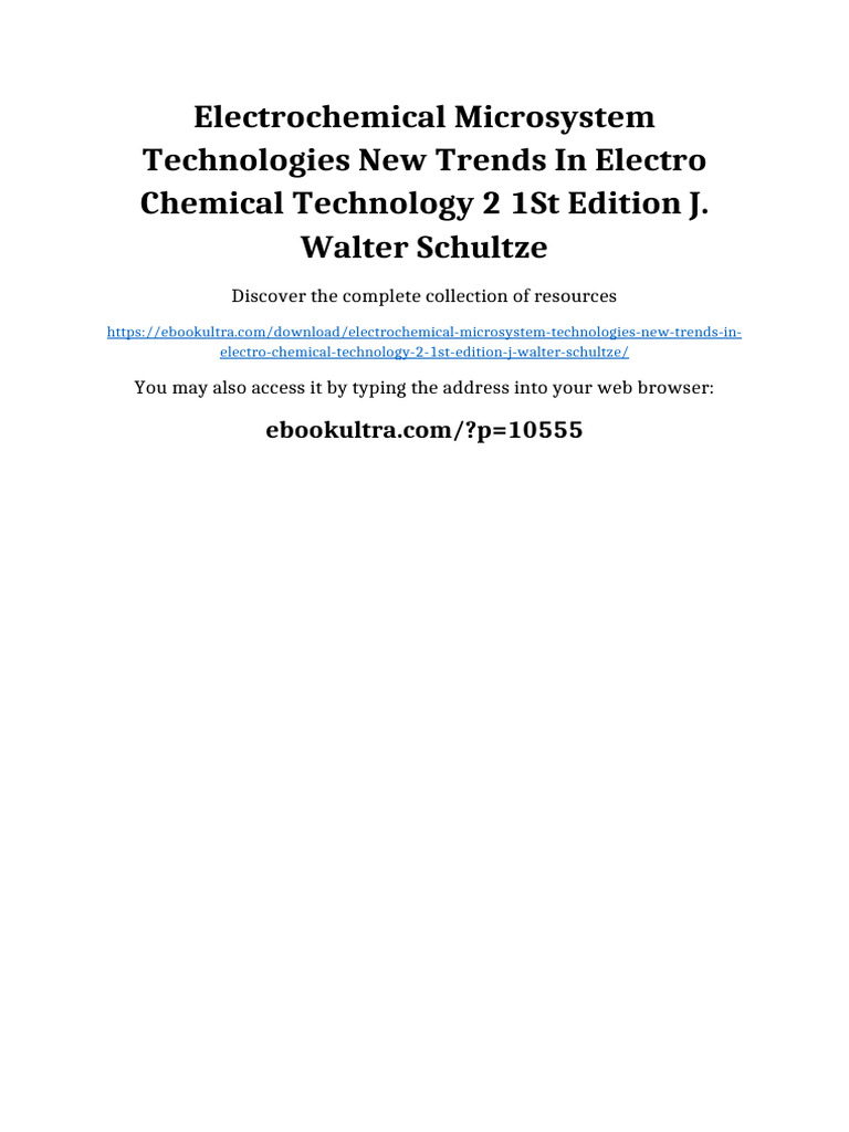 Electrochemical Microsystem Technologies New Trends in Electro Chemical ...