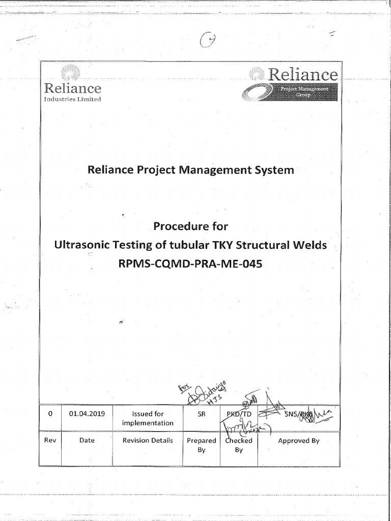 Rpms-Cqmd-Pra-Me-045 - r0 - v1.0 Procedure For Ultrasonic Testing ...