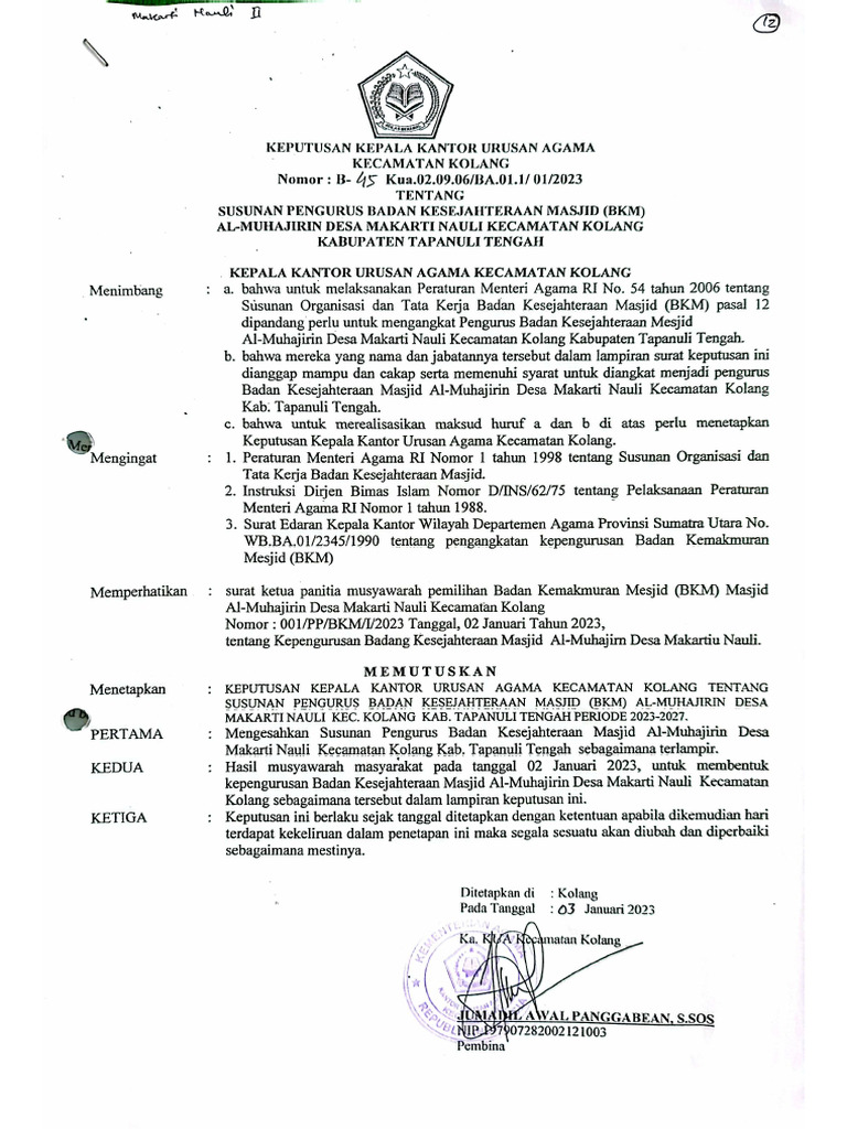 Contoh SK BKM | PDF