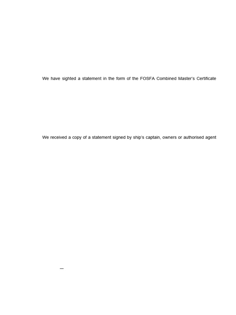 FOSFA Certificate of Compliance 2022 | PDF | Ships | Cargo