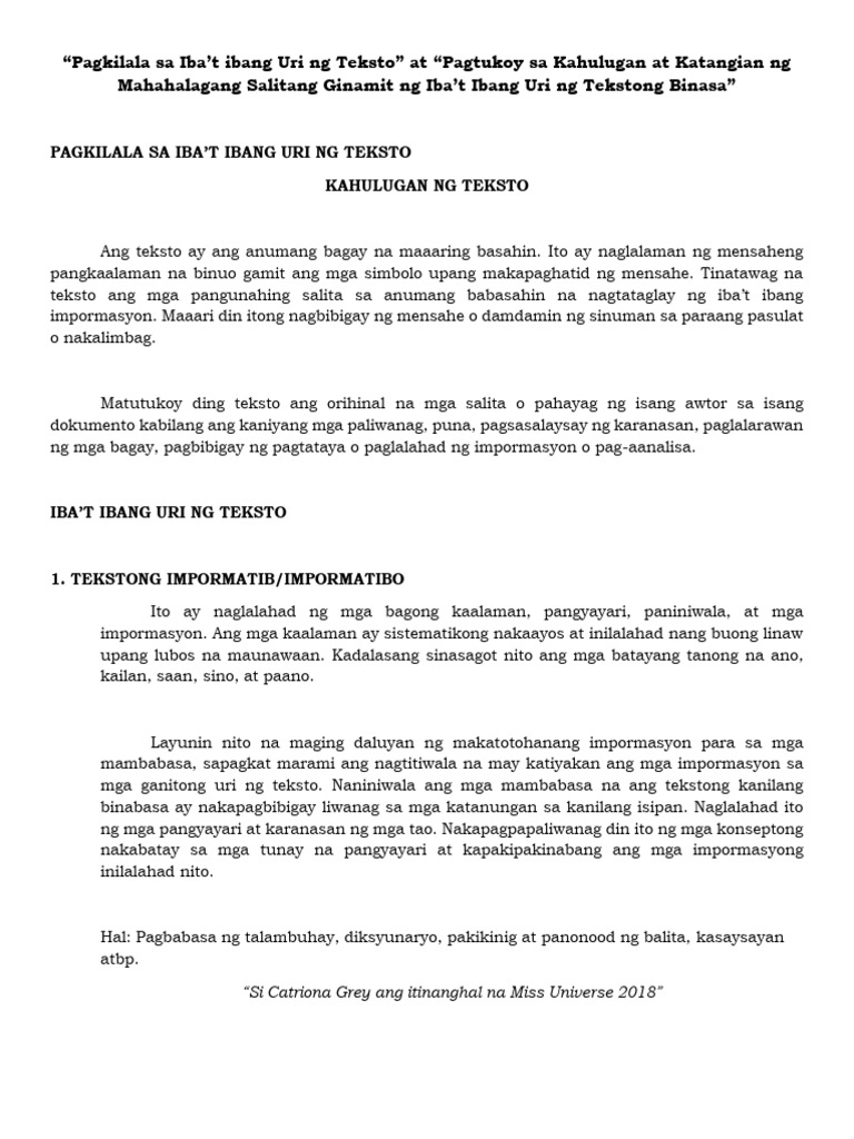 Pagbasa-Unang-Linggo (1) - 023020 | PDF