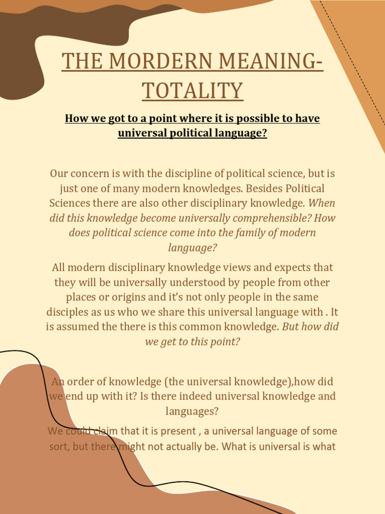 Modern Meaning Totality | PDF | Knowledge | Thought