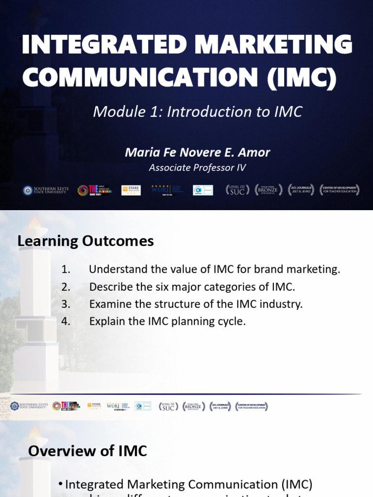 M1 Lesson 1 IMC Defined | PDF | Marketing Communications | Brand