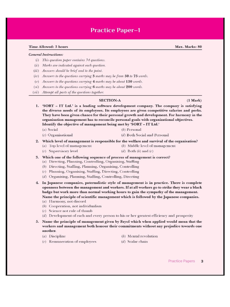 Sample Paper For BST Class 12 | PDF