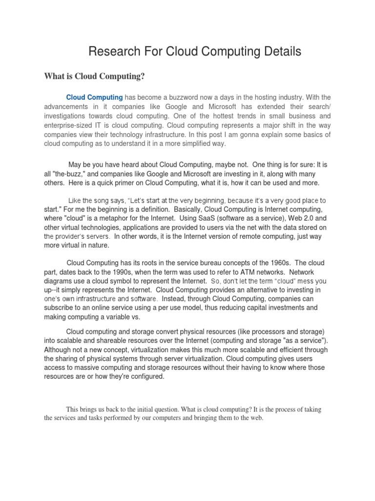 Cloud Computing Details | PDF | Platform As A Service | Cloud Computing