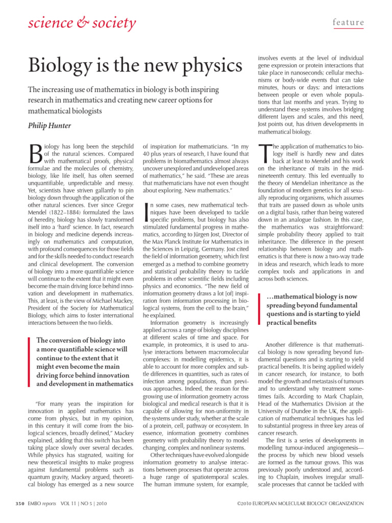 Biology Is The New Physics | PDF | Mathematics | Heredity
