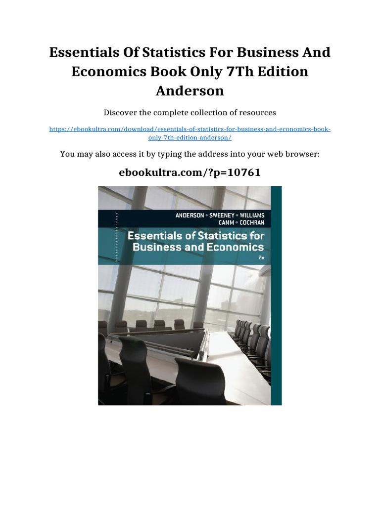 Essentials of Statistics For Business and Economics Book Only 7th ...