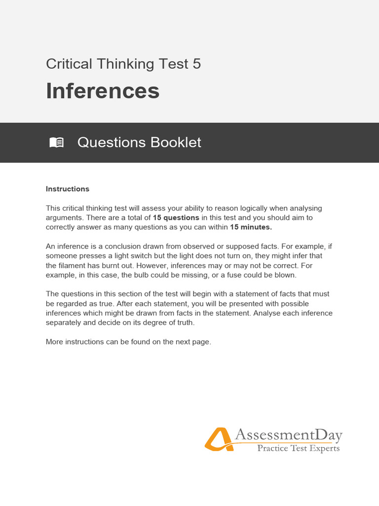 CT5 Inferences Questions | PDF | Inference | Critical Thinking