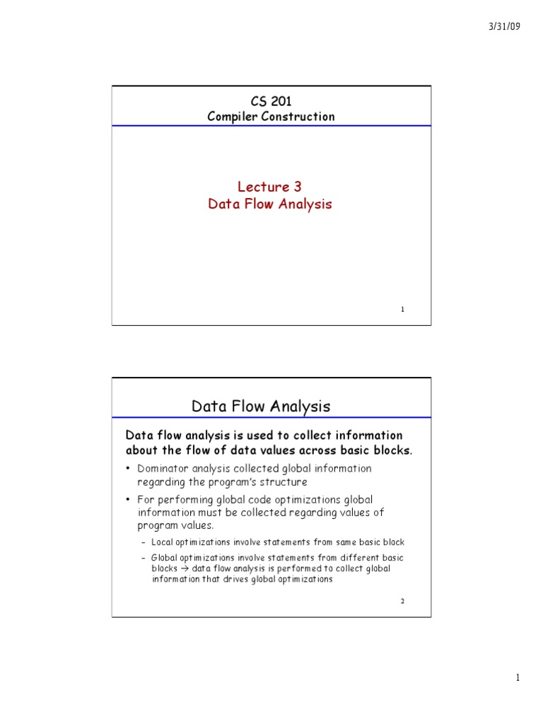 Data Flow Analysis: CS 201 Compiler Construction | Download Free PDF ...