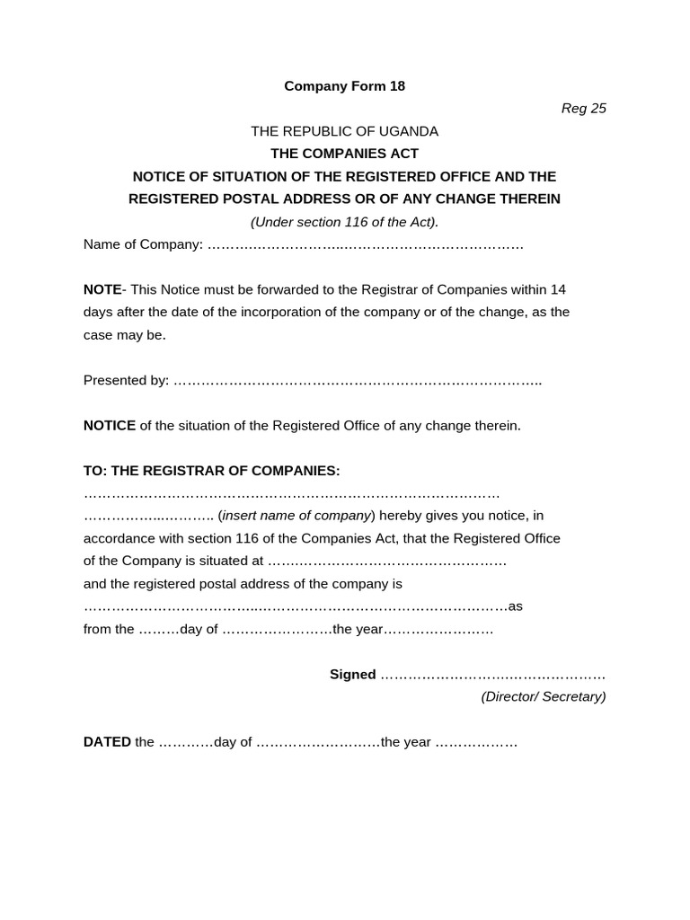 Company Form 18 | PDF