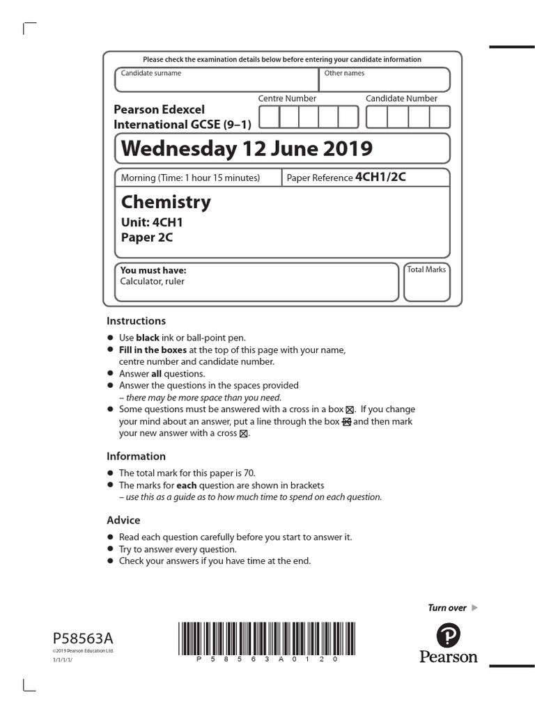Chemistry Past Paper 1 | PDF | Periodic Table | Metallic Elements