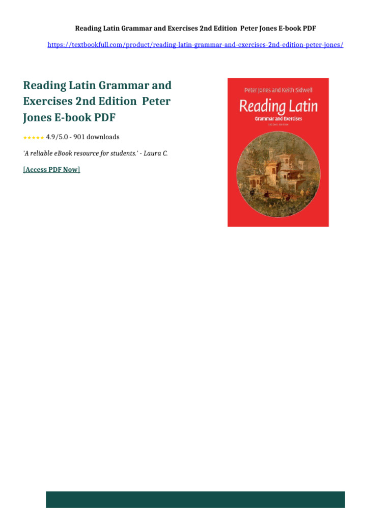 Reading Latin Grammar and Exercises 2nd Edition Peter Jones eBook test ...