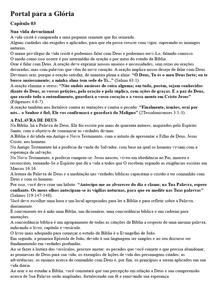 03. Portal Para a Glória - Sua Vida Devocional | PDF | Oração | Bíblia