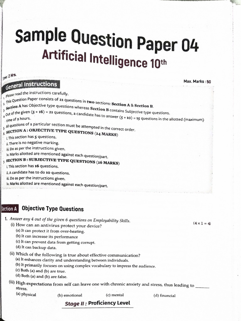 Sample Paper of AI | PDF