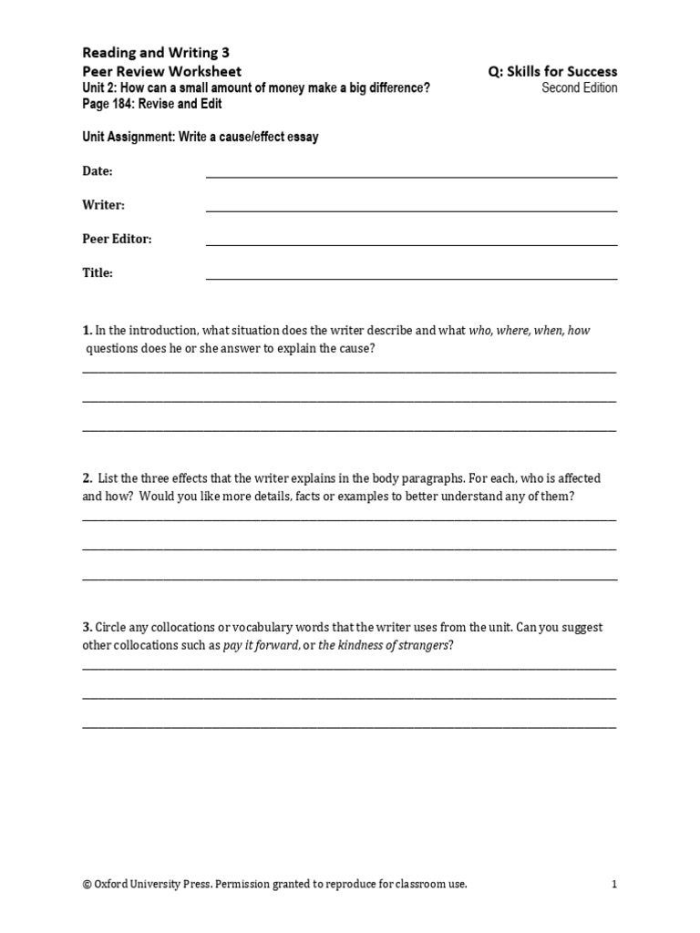 Q2e RW3 U07 PeerReviewWorksheet | PDF | Human Communication