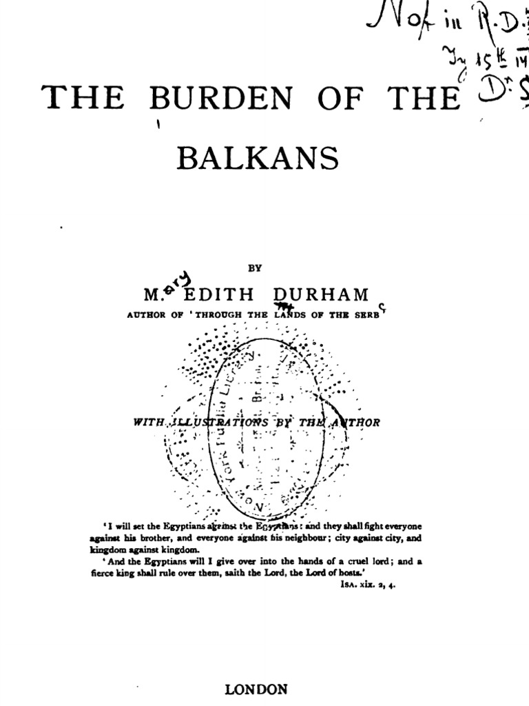 The Burden of The Balkans - Mary Edith Durham (1905) | PDF