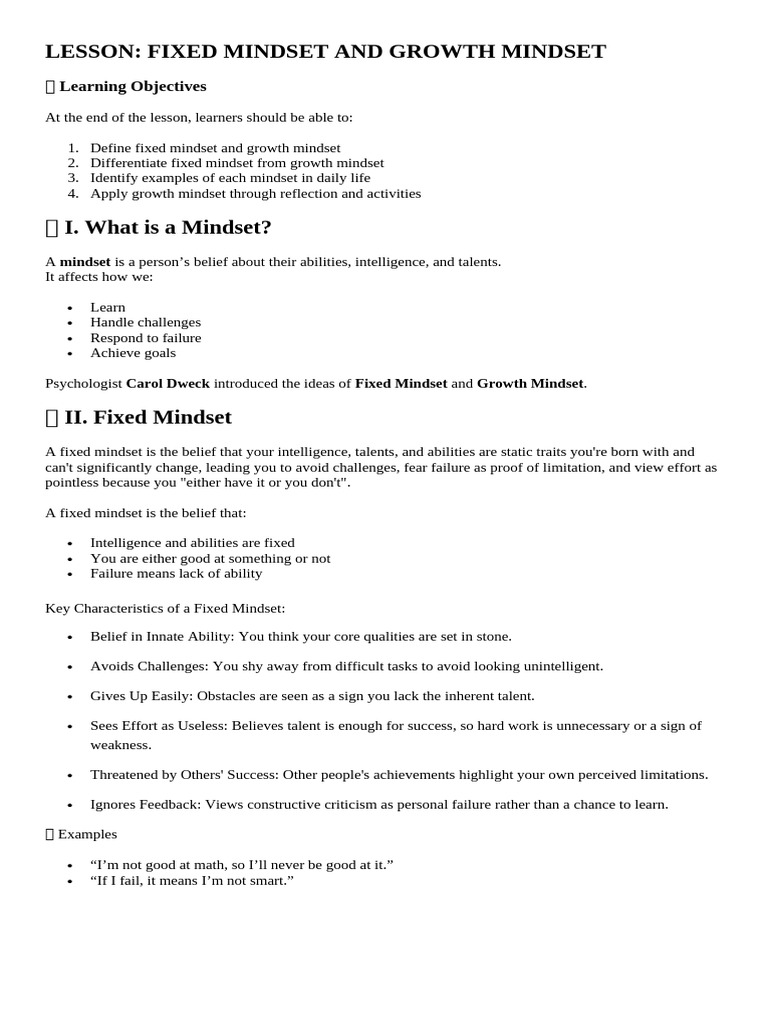Ge Elec.3 Lesson 3 Jan 19 Jan24 | PDF | Mindset | Cognitive Science