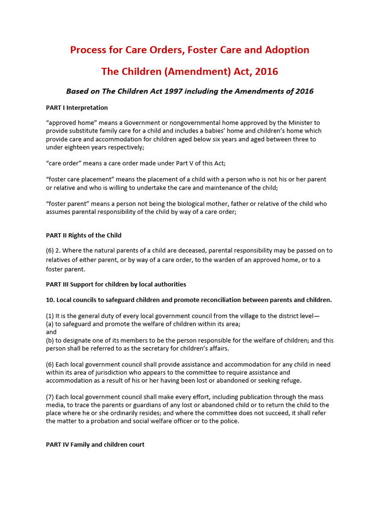 Care-Orders Foster Care and Adoption Process in Uganda | PDF | Foster ...