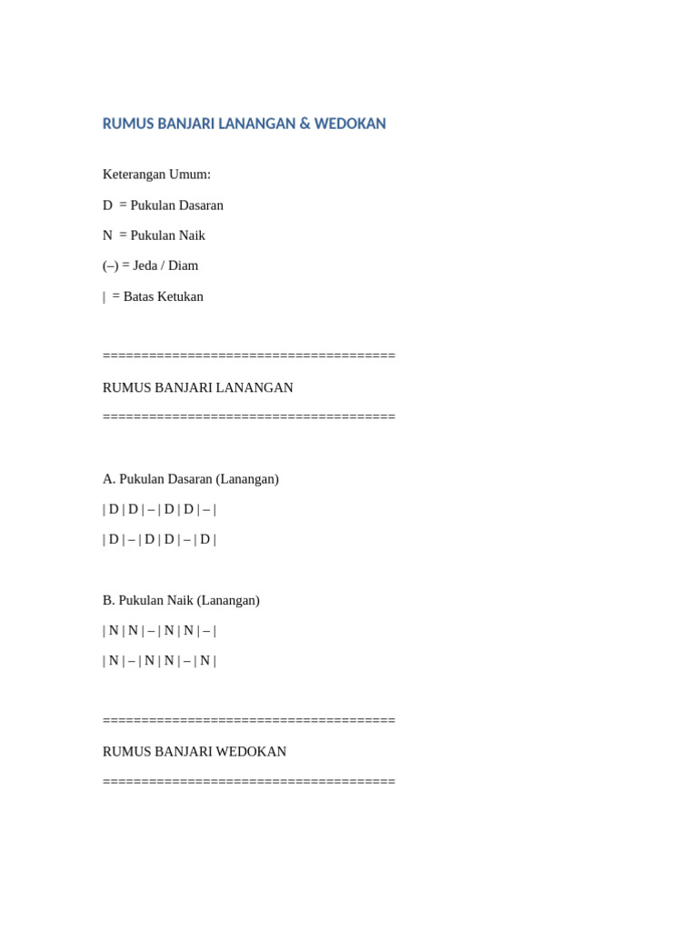 Rumus Banjari Lanangan Dan Wedokan | PDF