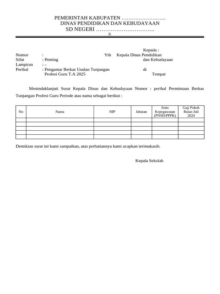 Surat Pengantar Berkas | PDF