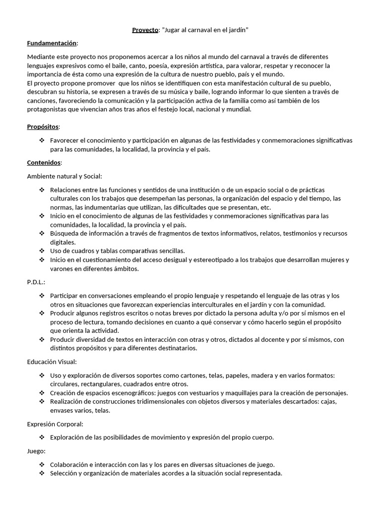 Proyecto Carnaval 2023 | PDF | Carnaval | Bailes