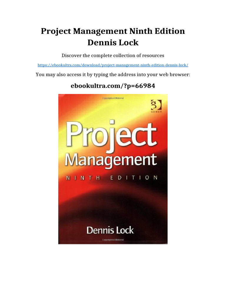Project Management Ninth Edition Dennis Lock Digital Download | PDF ...