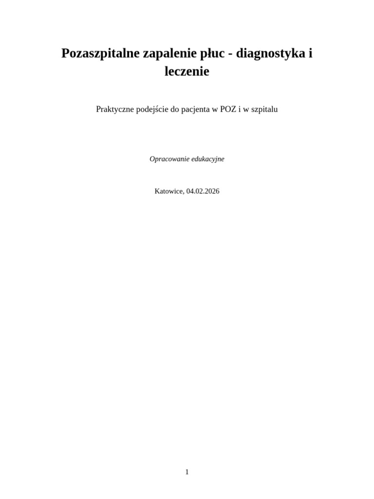 03 Pozaszpitalne Zapalenie Pluc Praktyka | PDF