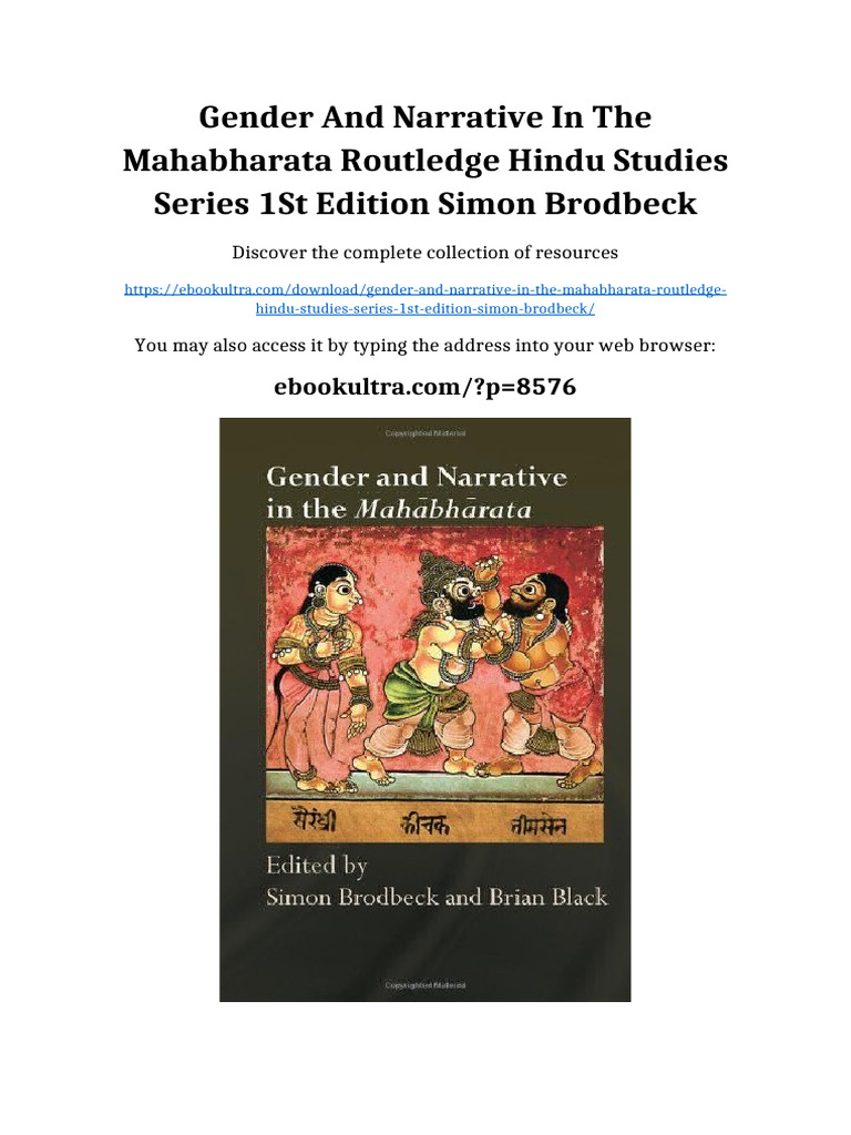 Gender and Narrative in the Mahabharata Routledge Hindu Studies Series ...