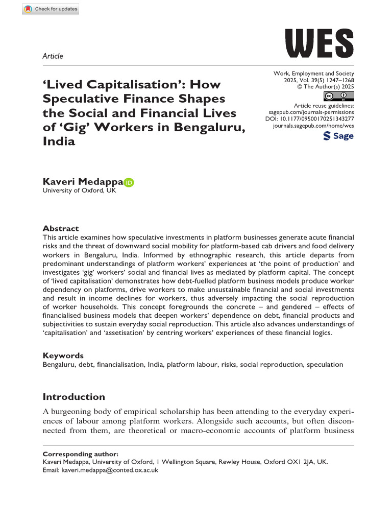 Medappa 2025 Lived Capitalisation How Speculative Finance Shapes The ...