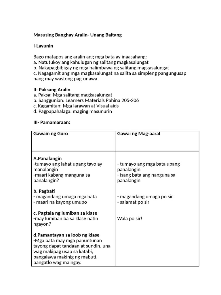 Banghay Aralin | PDF