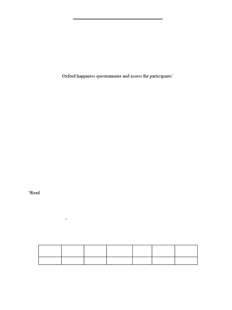 OXFORD Happiness Scale Methodology | PDF | Happiness | Questionnaire