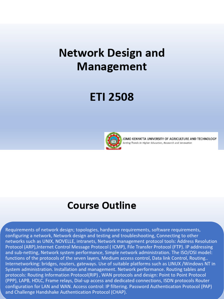 ETI 2508 Network Design and Management-LECTURE 1 - INTRODUCTIONv2 | PDF ...