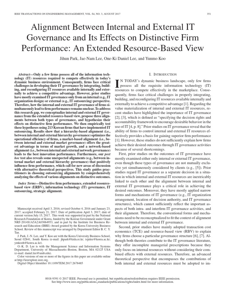 Alignment Between Internal and External IT Governance and Its Effects ...