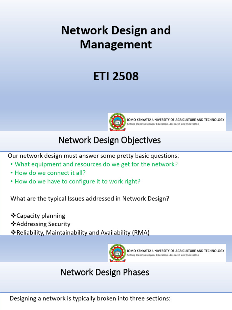 ETI 2508 Network Design and Management-LECTURE 2 - Design ...