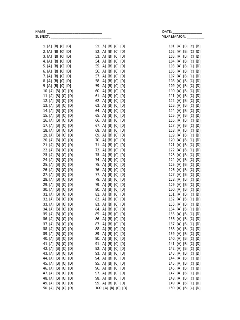 Answer Sheet | PDF