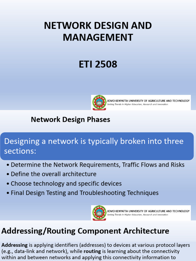ETI 2508 Network Design and Management-LECTURE 5 - Addressing and ...