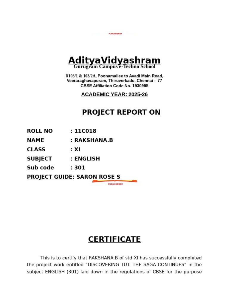 Project Front Page IX & XI R | PDF