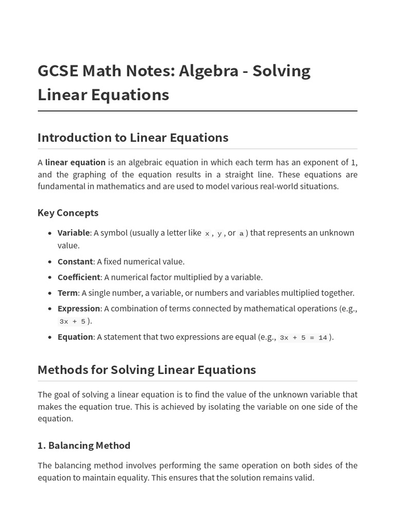 Gcse Math Notes Algebra | PDF | Equations | Algebra