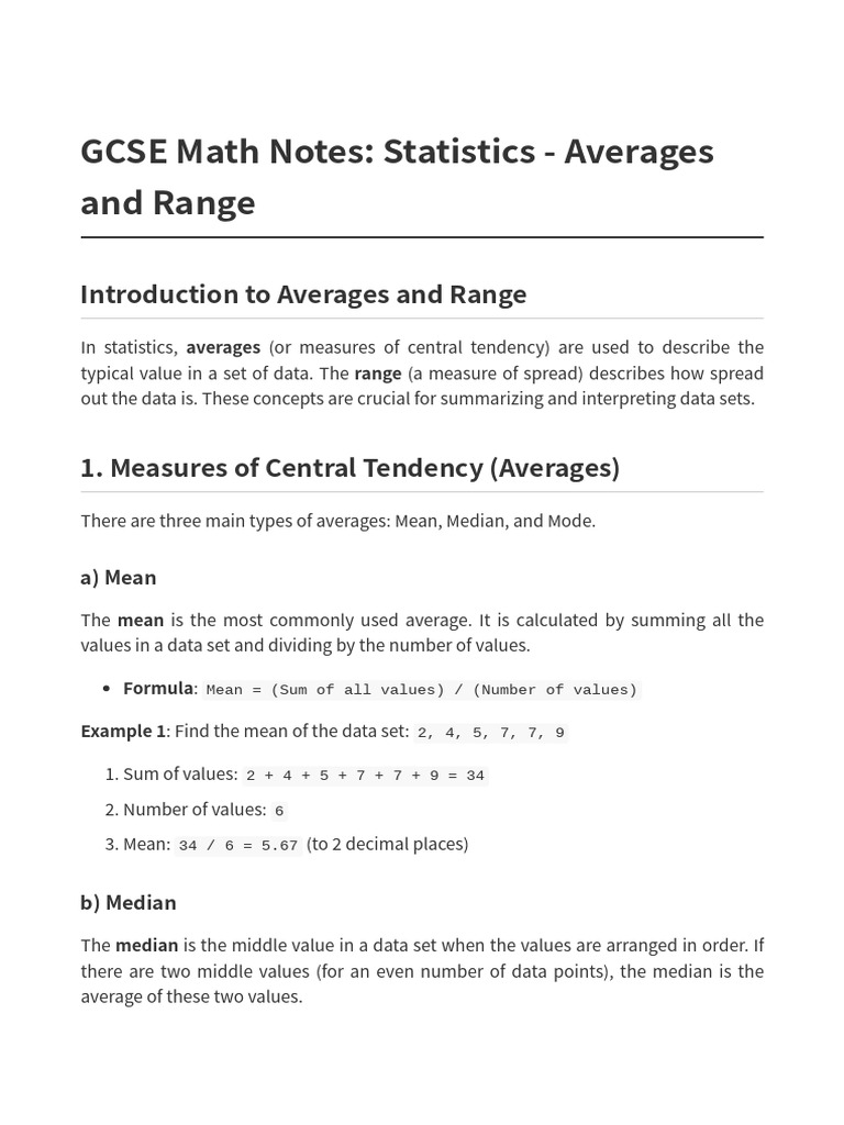 Gcse Math Notes Statistics | PDF | Analysis | Mathematical Analysis