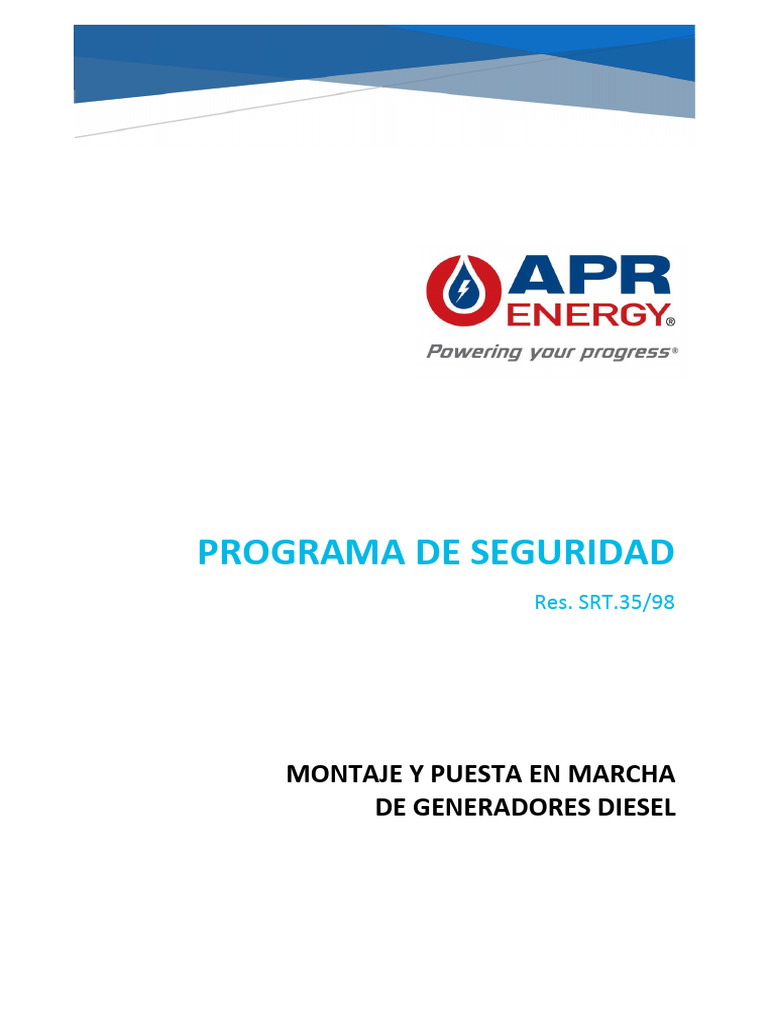 PS - APR ENERGY - Montaje de Generadores (Aprobado) | PDF | Aislador ...