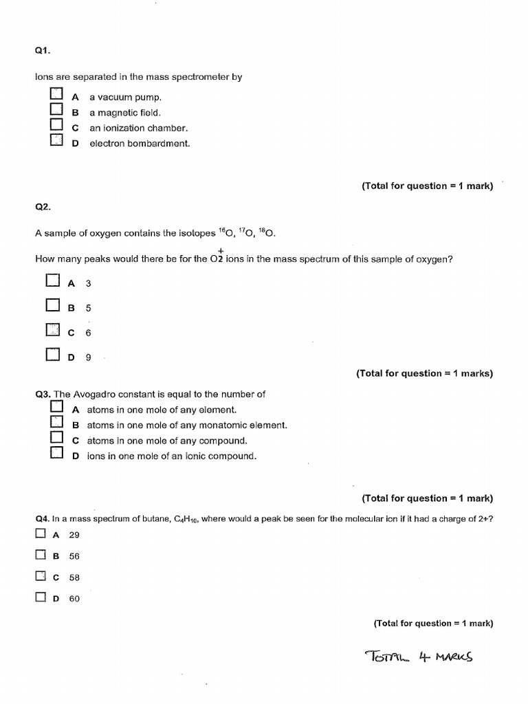 Mass Spec Question Pack | PDF