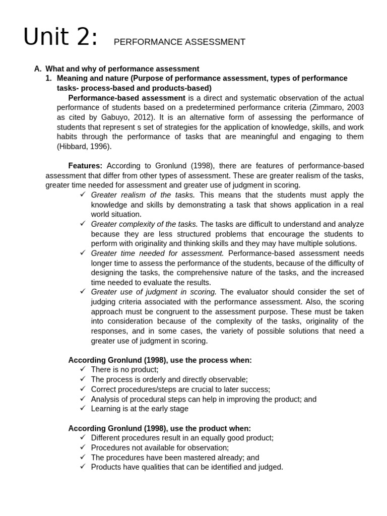 Unit 2 Performance Based Assessment | PDF | Educational Assessment ...
